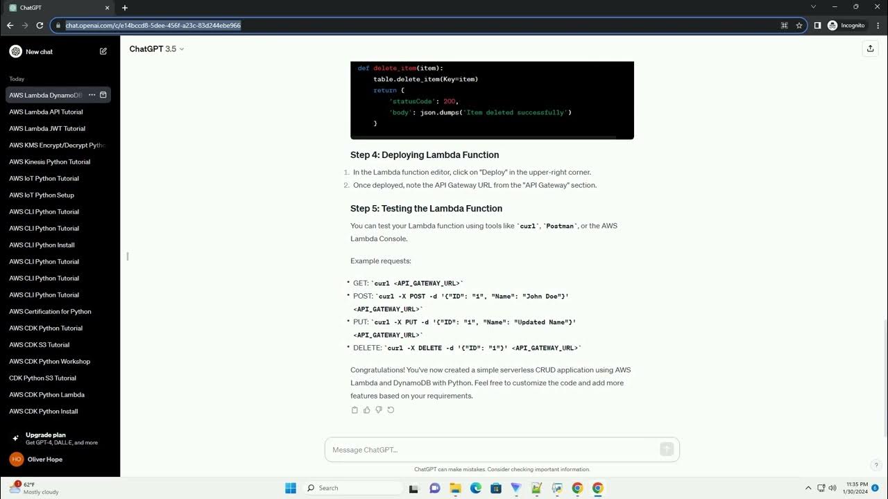 Aws Lambda Dynamodb Crud Python Youtube