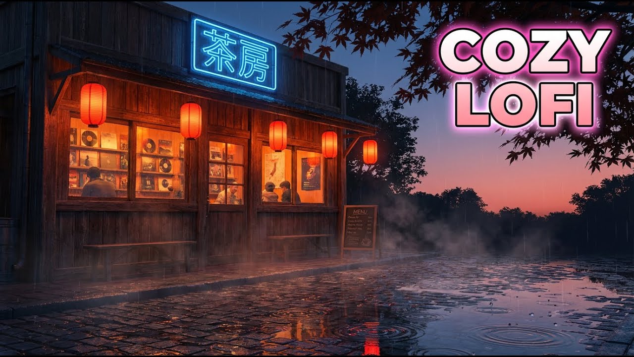 Rainy Evening at a Cozy Japanese Café 🌧️ Warm Lights & Lofi Ambience ...