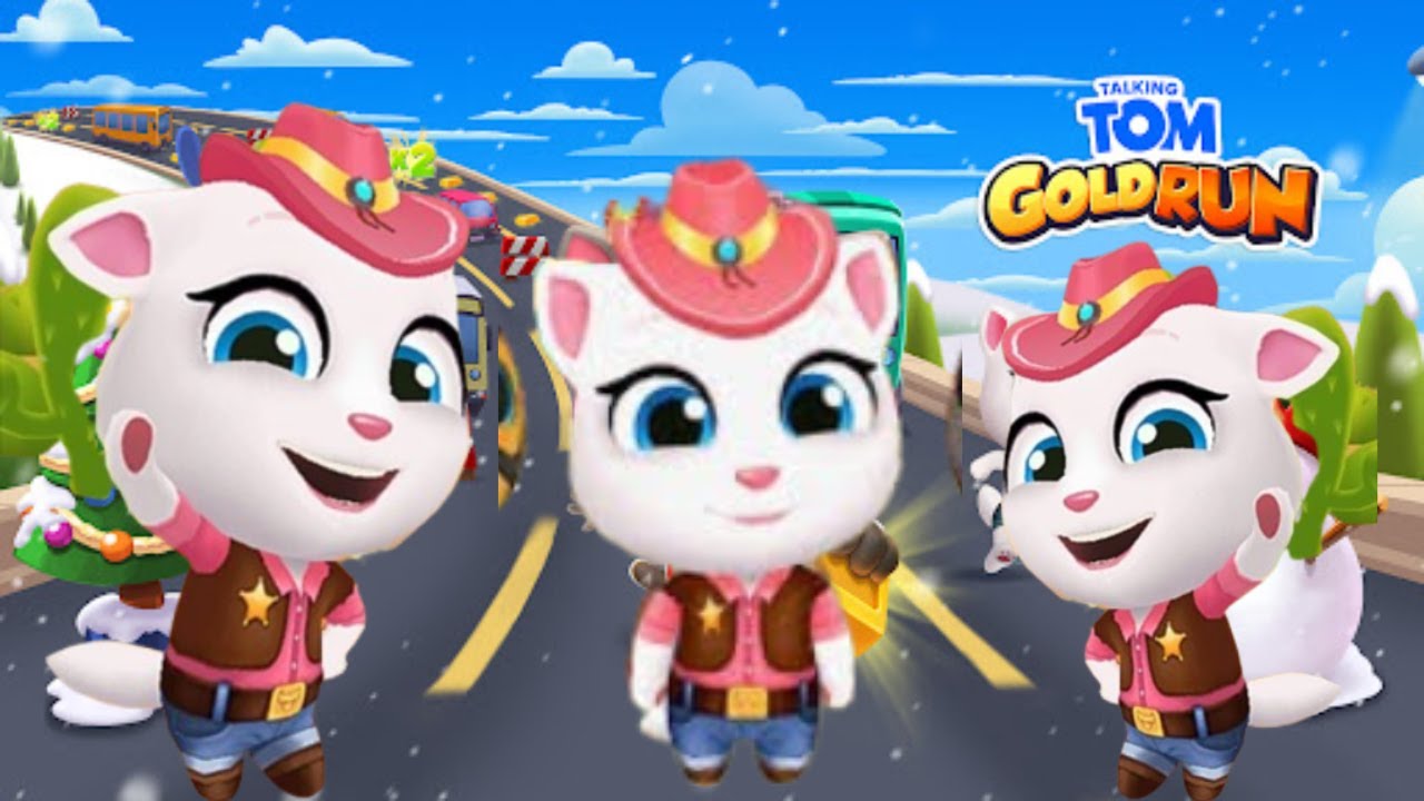 Talking tom Gold Run Cow Boy Angela new gaming fun part 4858 - YouTube