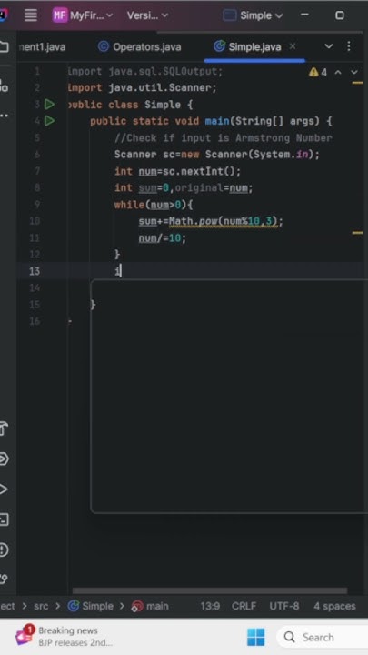 Check if number is Armstrong number #programming #trending #viralvideo #viralshorts #java - YouTube