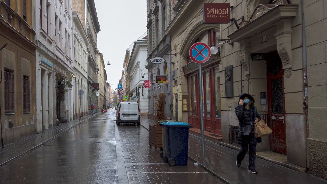 Budapest 4K Rain Walk Dob utca and Street Art Murals ASMR Ambient ...