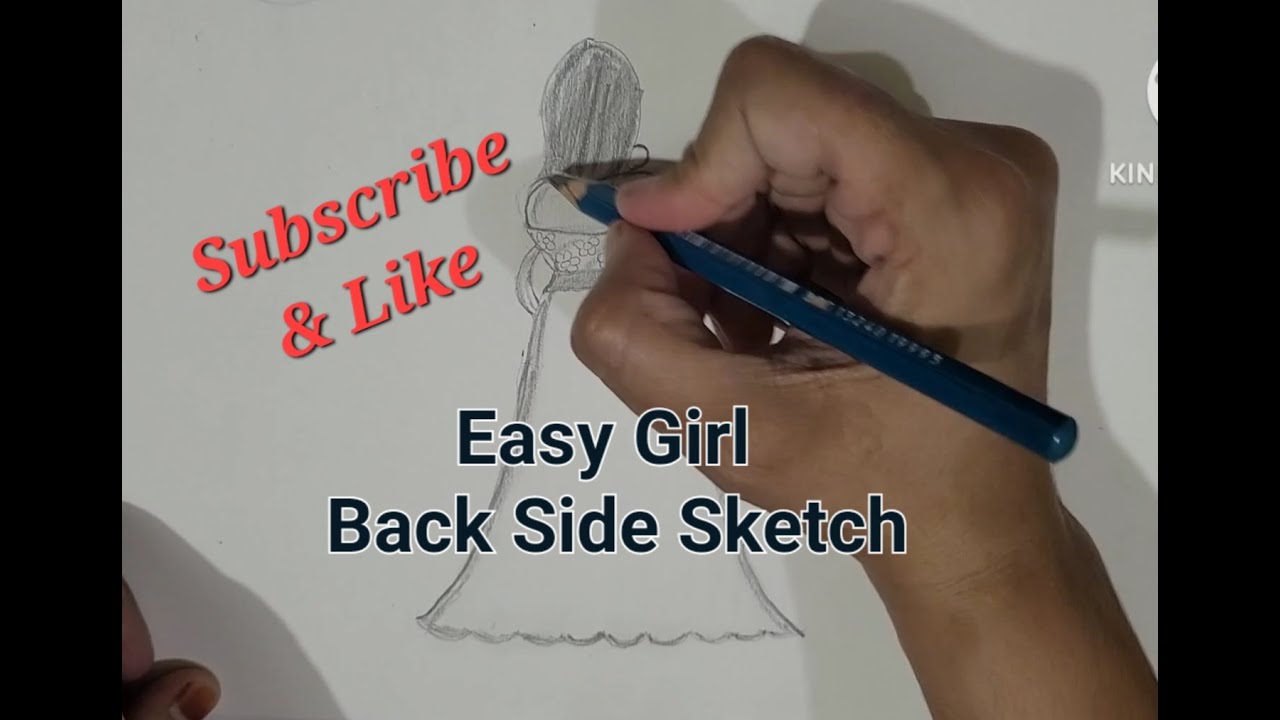 Girl from back side drawing || Easydrawings step by step || How to draw ...