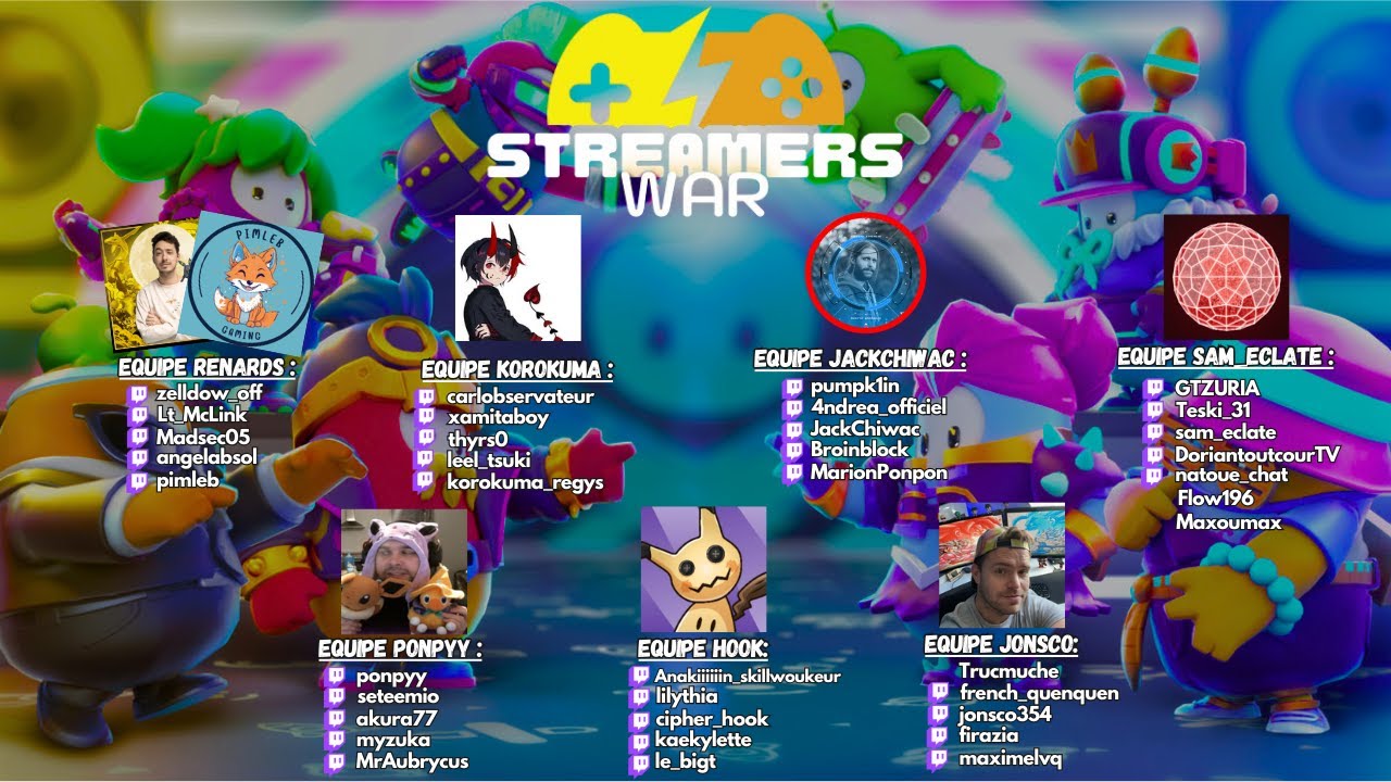 🎉 40 STREAMERS S'AFFRONTE SUR FALL GUYS ! C'EST LA GUERRE ! ÉVÉNEMENT ...