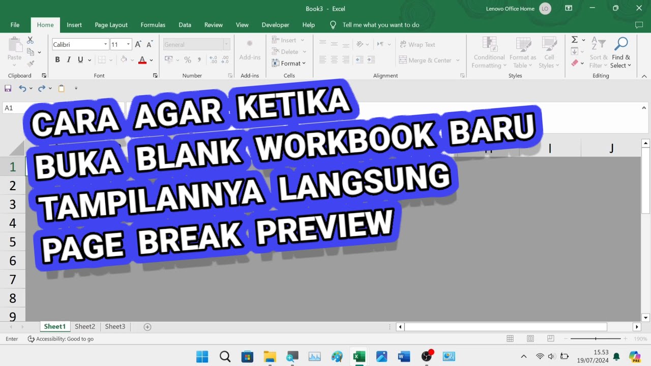 Cara Agar Ketika Membuka Blank Workbook Langsung Muncul Page Break ...