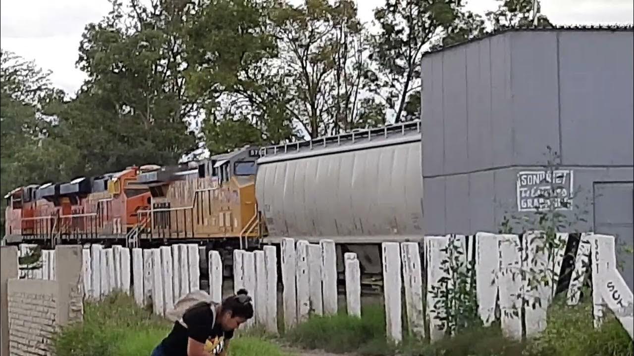 Tren BNSF 6325, BNSF 6335 & UP 5790 (Union Pacific Nuevo Esquema) Granelero Rumbo al Norte - YouTube