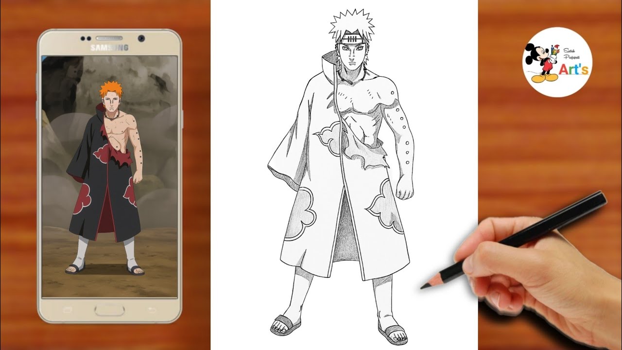 Pain Akatsuki (Nagato Uzumaki ) Full Body Drawing || Easy Naruto ...