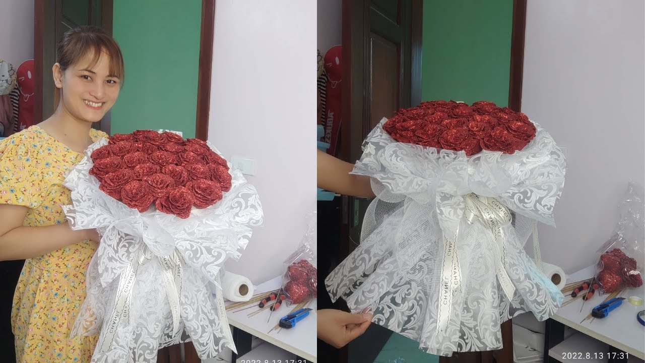 Cách bó hoa dáng tròn dạng công chúa / Flower bouquet / Chuỗi video cho ...