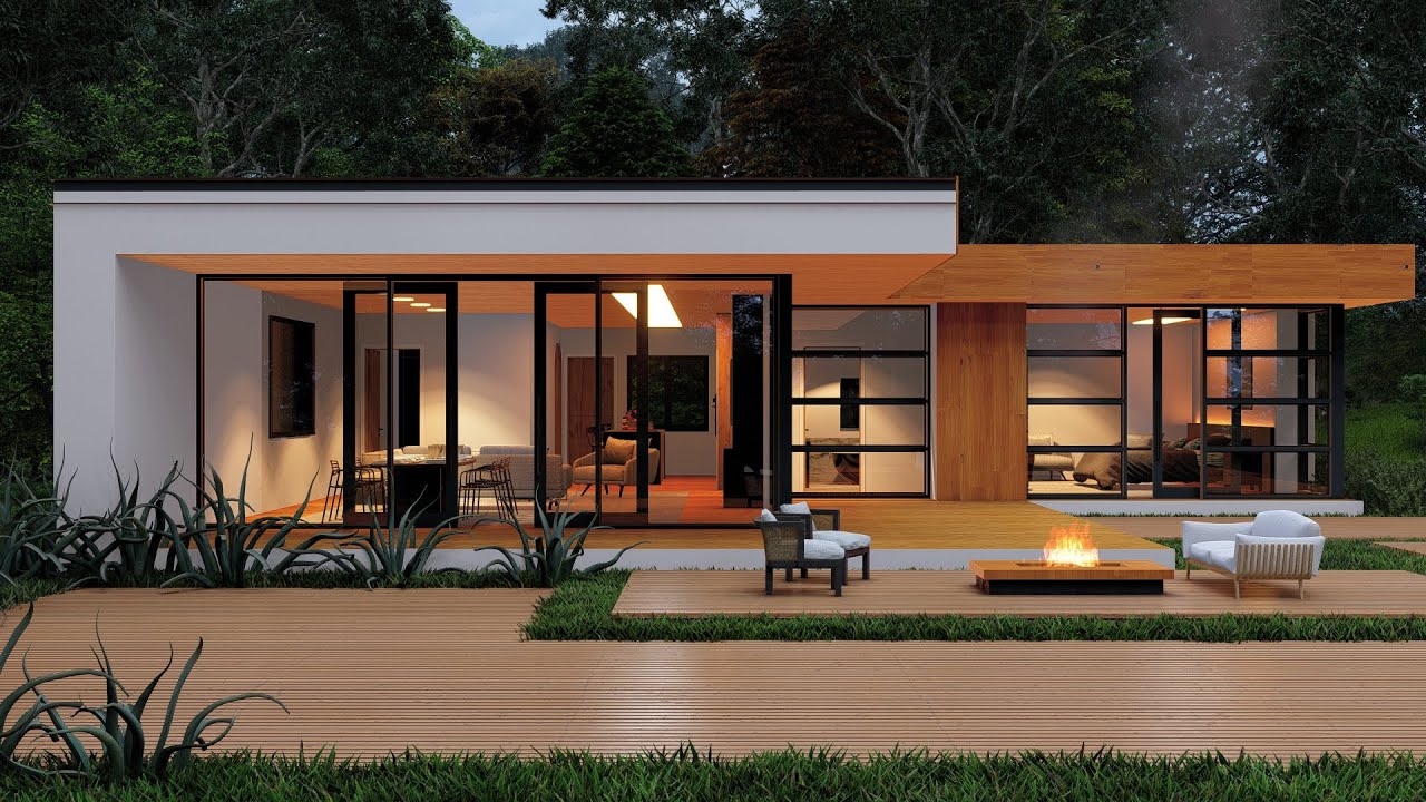 Small and Modern L-shaped House || 2 Bedrooms || Floor Plan - Lot ...
