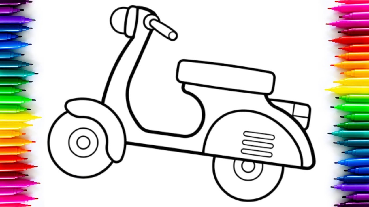 How to draw scooter 🛴🛵 - scooter drawing and coloring for kids and ...