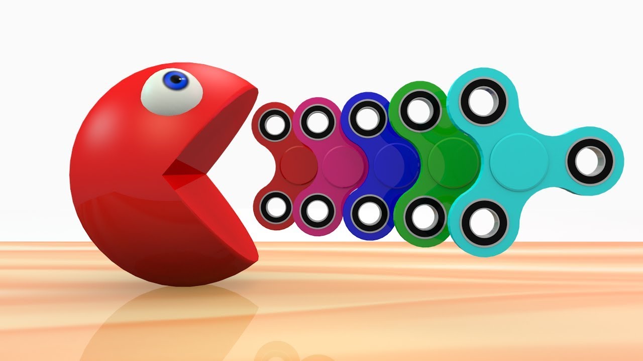 Learn colors with 3d pacman and fidget spinners for children - YouTube