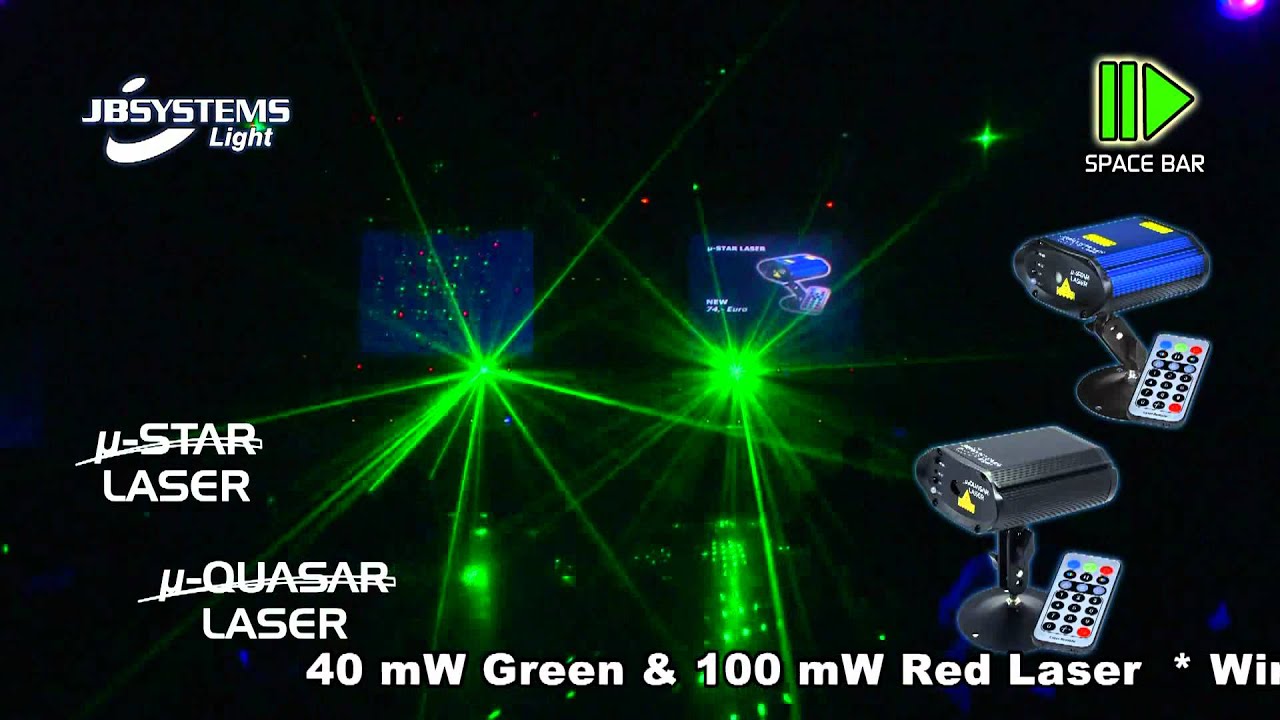 JB Systems Micro μ-Quasar/Star Laser 40mW Green - 100mW Red - YouTube