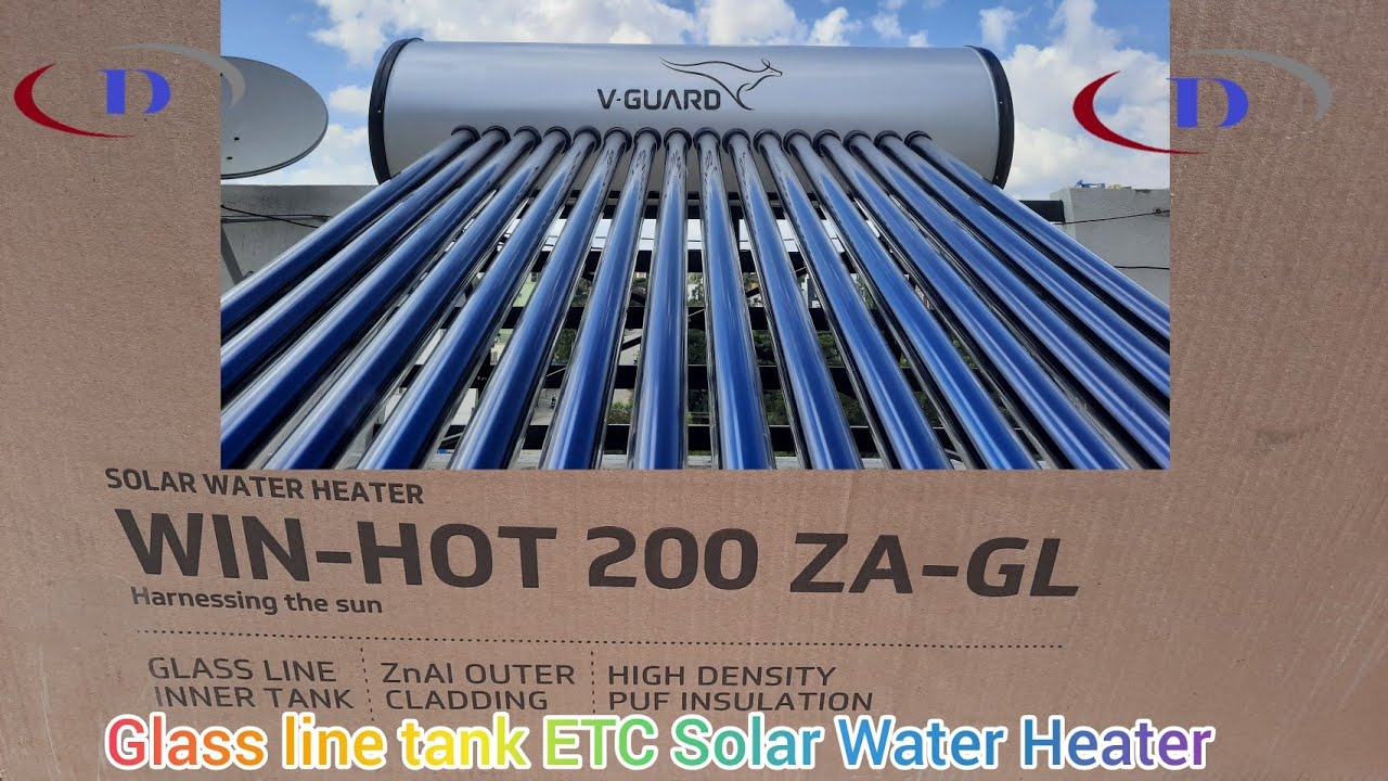 Glass lined tank ETC Solar Water Heater - YouTube