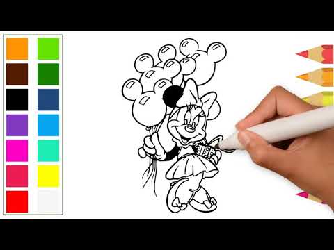Draw & Color Minnie Mouse | Draw & Color Disney Characters ...
