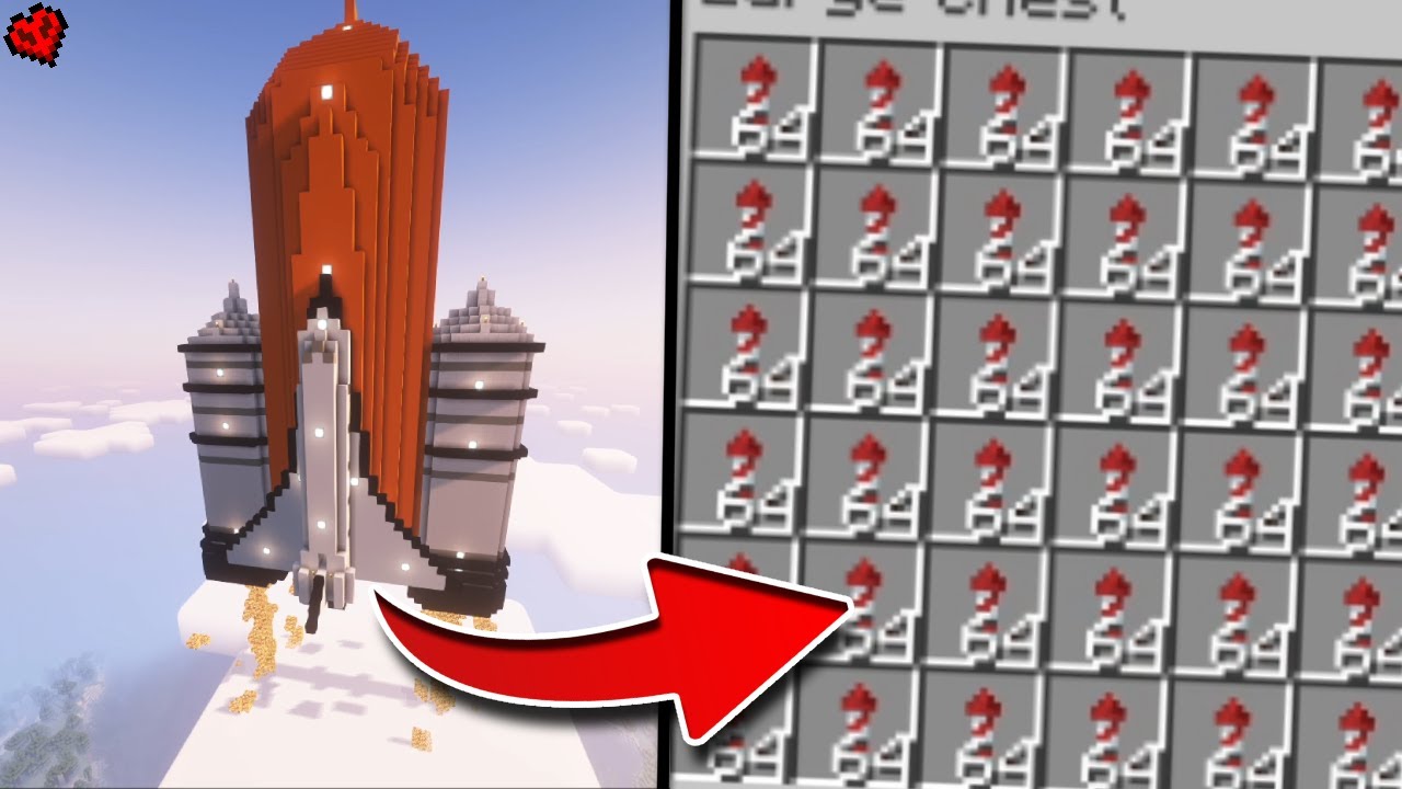 CONSTRUI un COHETE GIGANTE con COHETES INFINITOS en Minecraft Hardcore ...