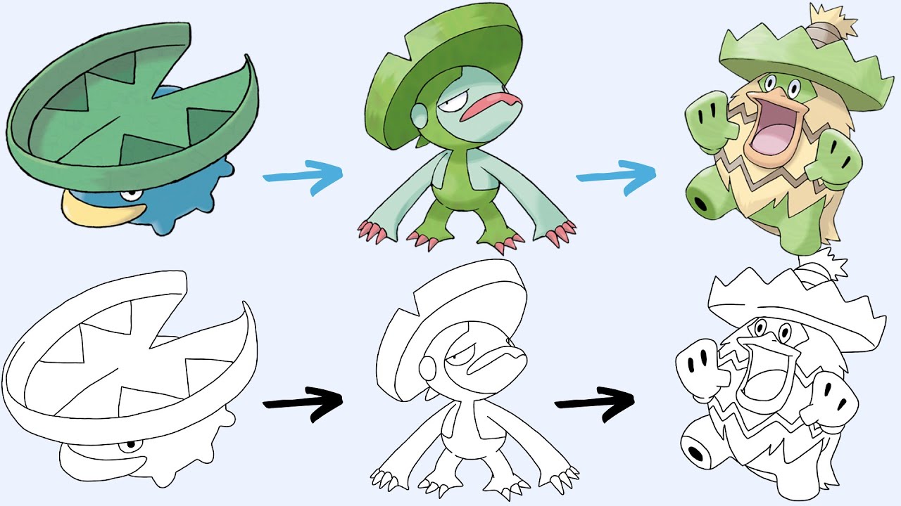 Comment Dessiner LE POKÉMON LOTAD LOMBRE et LUDICOLO | Pokemon ...