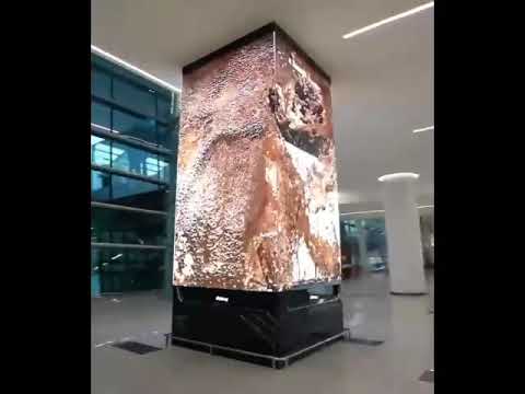 Four Sided LED Screen Airport Square Column LED Screen Display Signage ...