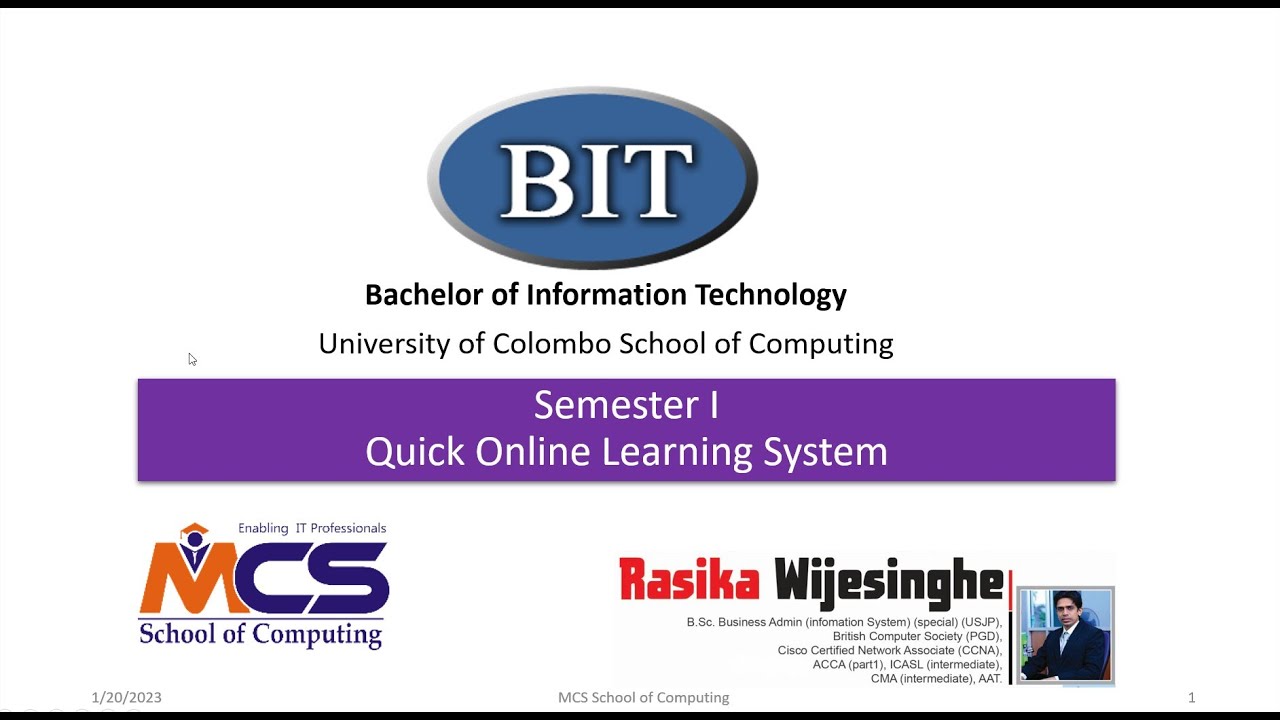 Bit Semester I Ii ඉගෙනුම් පද්ධතිය Youtube
