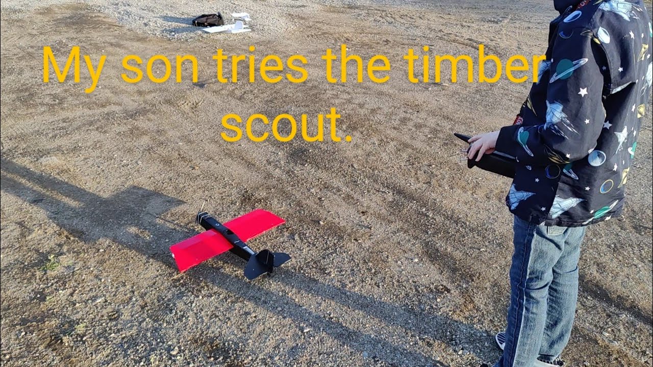 My son flies the timber scout for the first time! #rcairplanes # ...