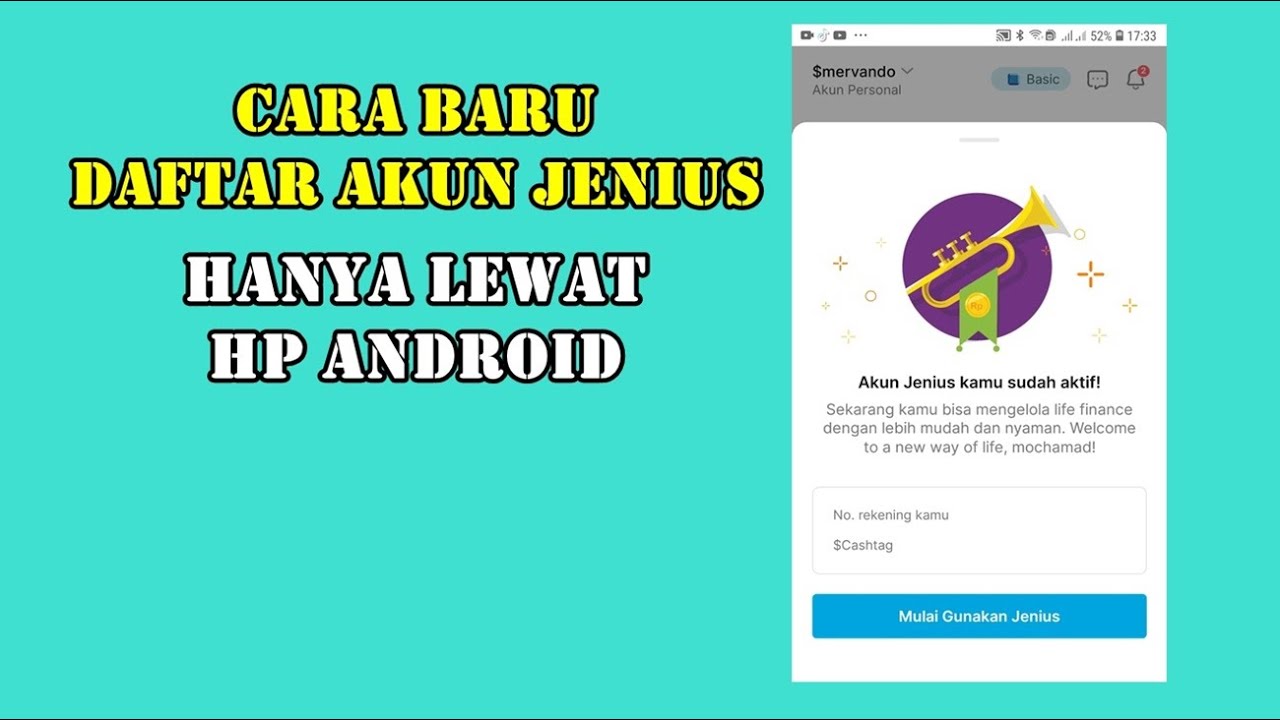 CARA DAFTAR AKUN JENIUS LEWAT HP ANDROID | CARA VERIFIKASI AKUN JENIUS - YouTube