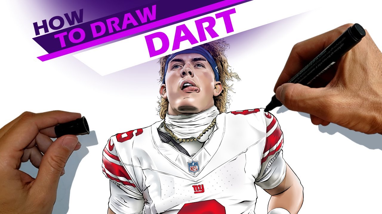 Jaxson Dart, player for the New York Giants in the NFL - How to draw ...