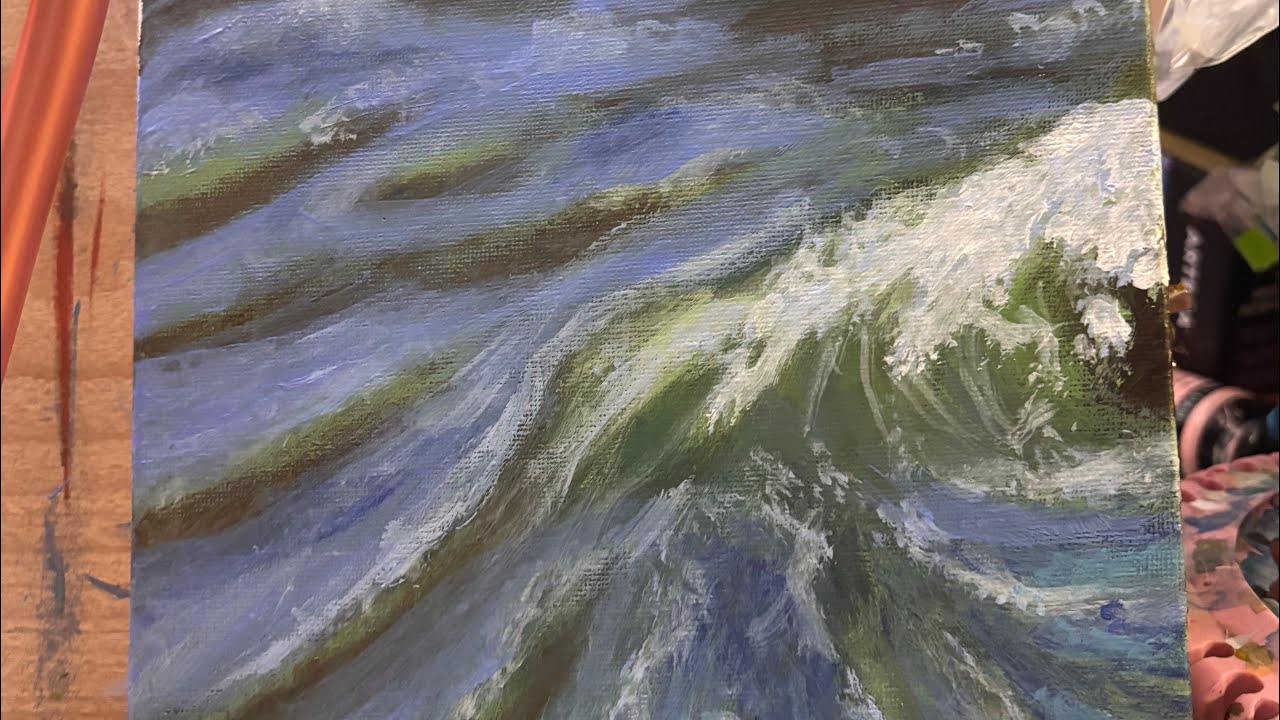 Painting water splashing with acrylic paint - YouTube