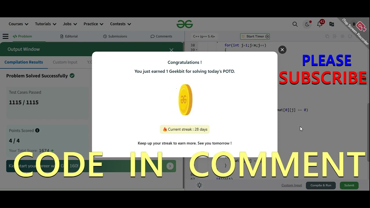 GFG POTD 25/12/2024 IN C++ MOST IMPORTANT INFORMATION | CODE IN COMMENT ...