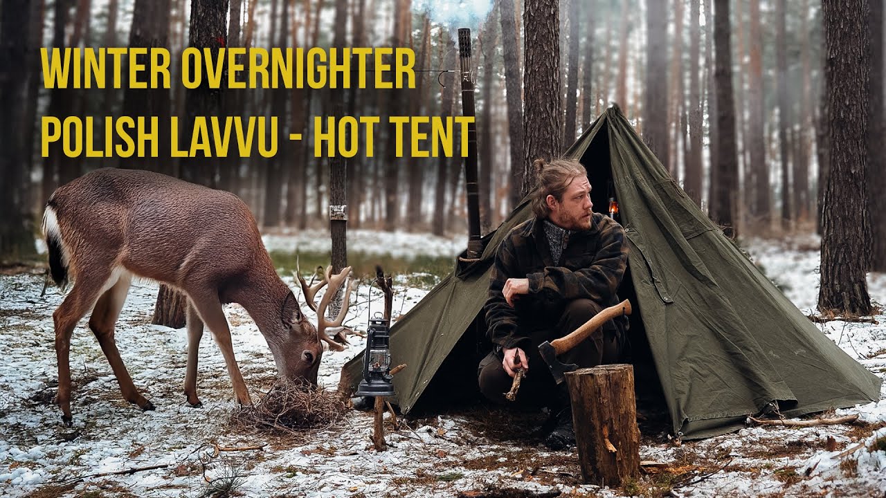 Winter Solo Overnighter I Polish Lavvu size 3 Hot tent - YouTube