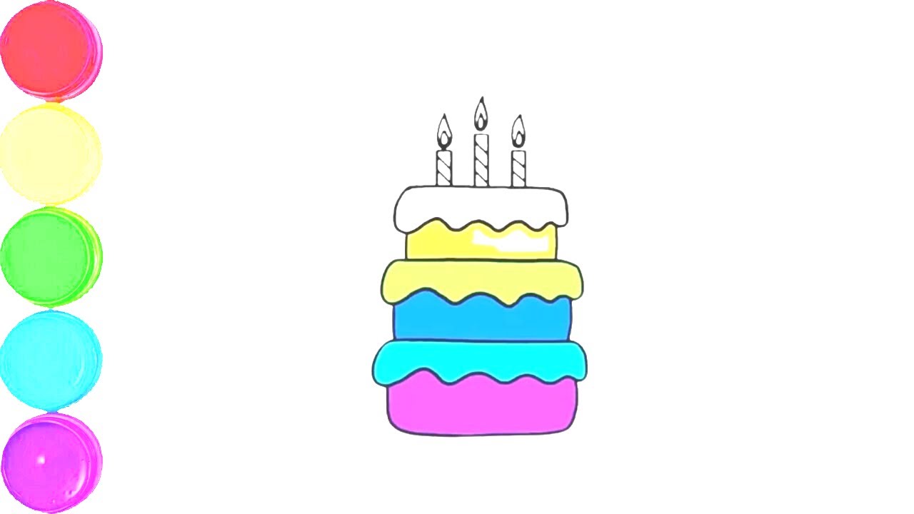 Set Birthday Cakes How to Draw a Birthday Cake - YouTube