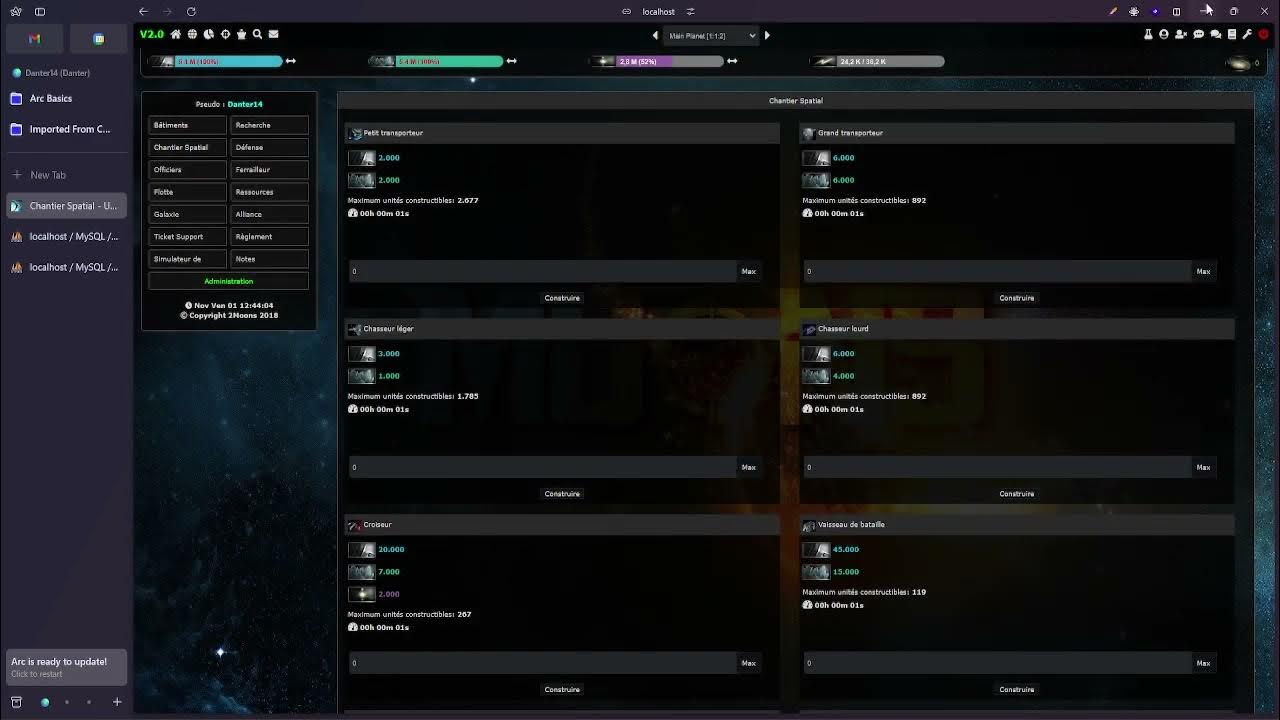 TUTO - 2Moons V2.0 ADDON FLEET, CREER UN NOUVEAU VAISSEAU - YouTube