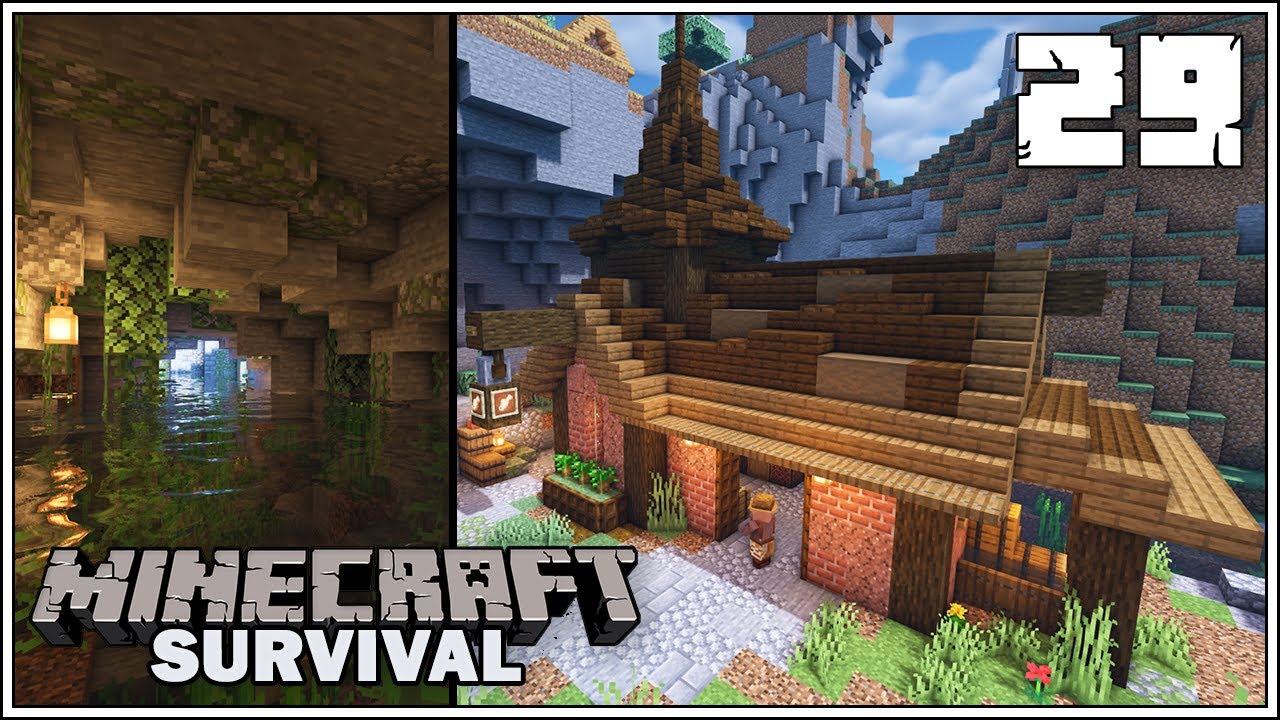 THE FISHING HUT AND WATER CAVE!!! Episode 29 Minecraft 1.15 Survival ...