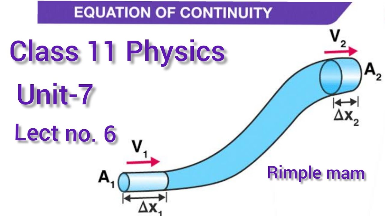 Class XI Physics; Equation of continuity #pseb #physics #equation_of ...