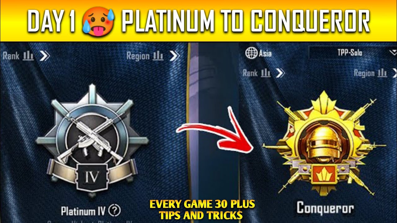 Day 1 🥵 Platinum To Conqueror Best Strategy 😍| Conqueror rank push tips ...