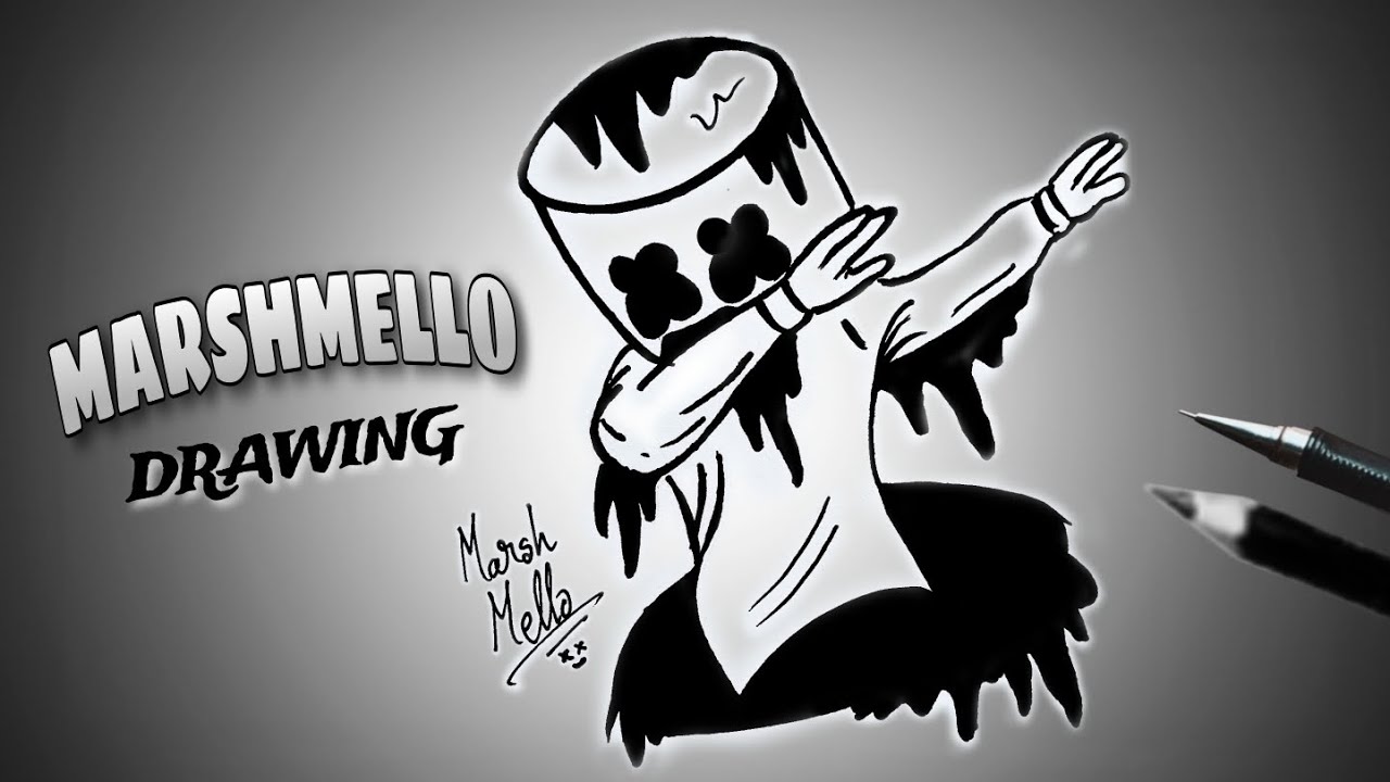 How to Draw Marshmello / Dj Marshmello Drawing for Beginners _- Step By ...