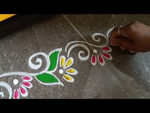 Easy border rangoli designs for festivals | Friday rangoli | Door ...