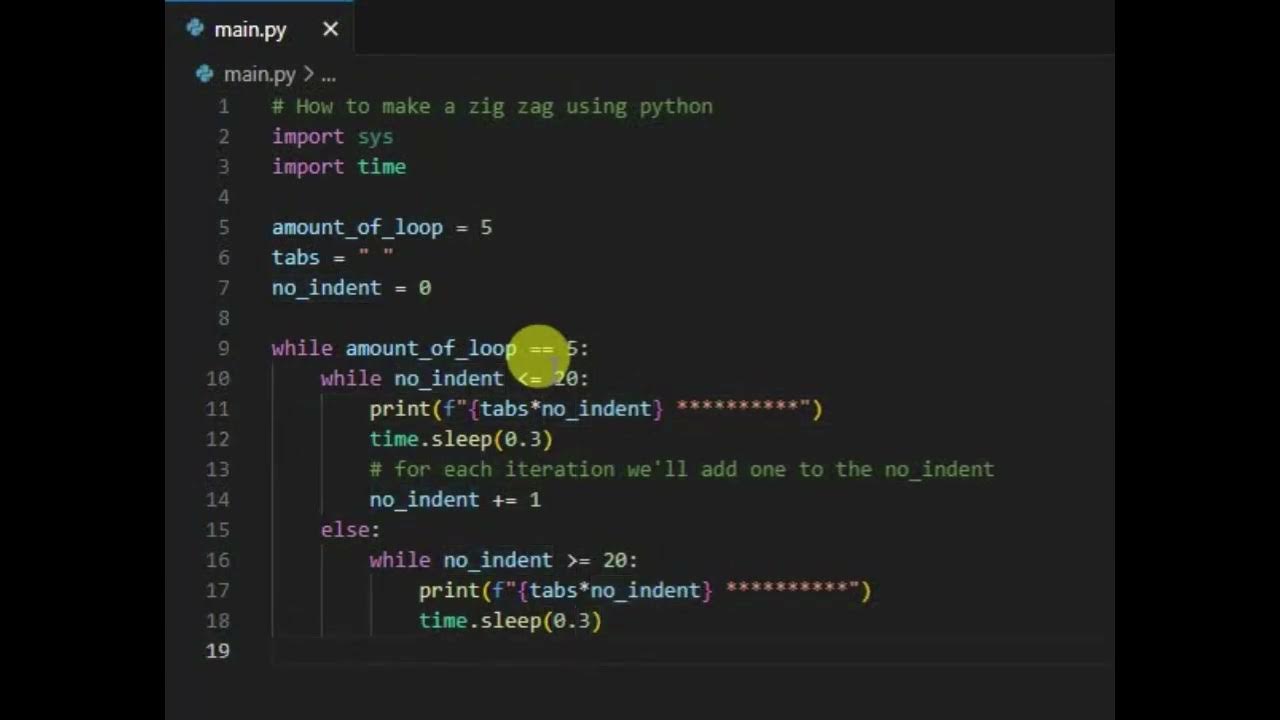 Simple Python Zig Zag Program Youtube