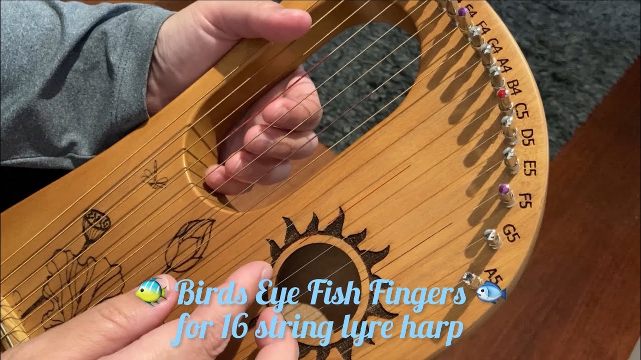 Birds Eye Fish Fingers for 16 string lyre harp with tabs/notes - YouTube