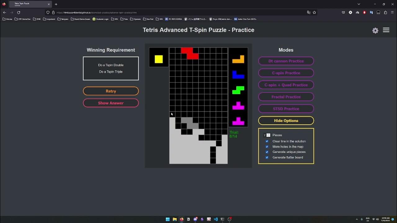 Shortened Tetris Practice Session - YouTube