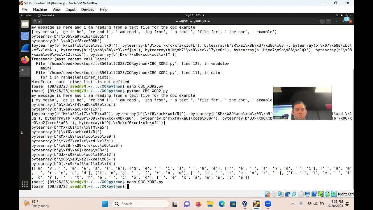 Python Encryption and Decryption with CBC mode of operation block cipher and XOR (part B) - YouTube