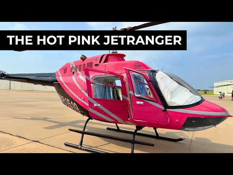 The HOT PINK JetRanger! Walkaround BELL 206B Helicopter & Look Inside Cockpit | RARE Pink Aircraft