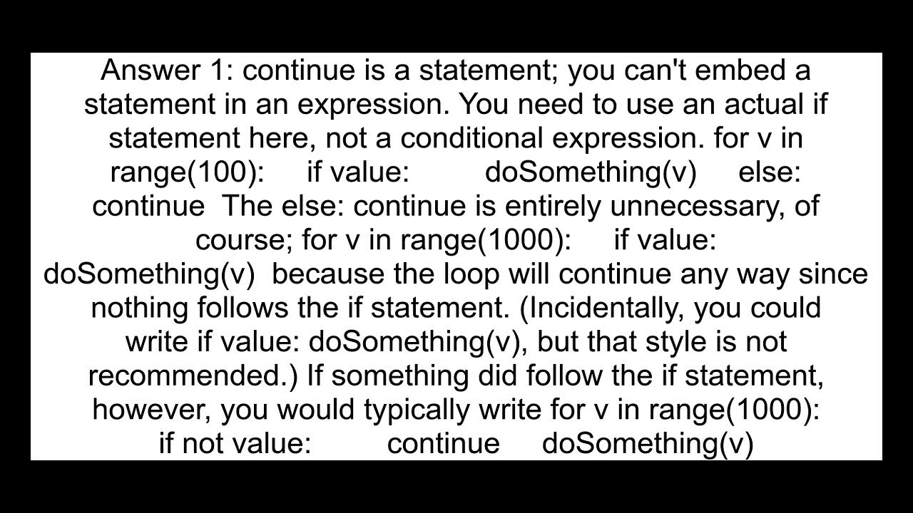 andquot Expected expressionandquot in a single liner andquot else continueandquot - YouTube