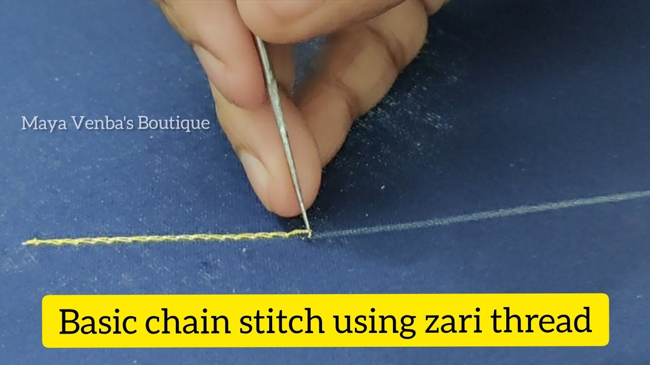 Basic chain stitch using zari thread | aari work for beginners | aari ...