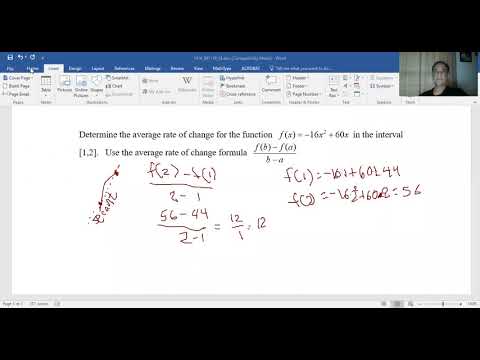 Average rate of change-secant line. - YouTube