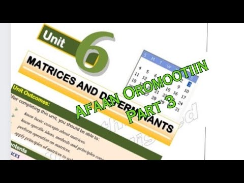 mathematics grade 11 unit 6 matrix and determinant part 3 by Afaan ...