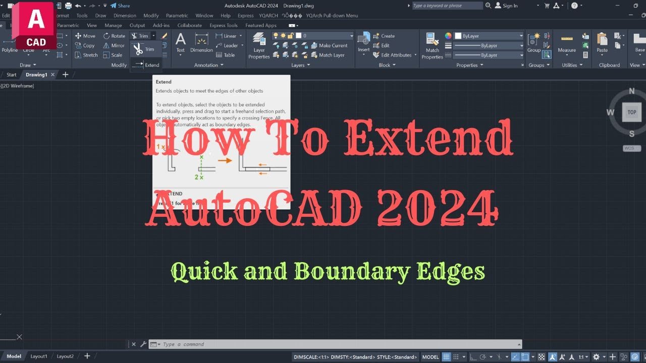 How to Extend In AutoCAD - YouTube