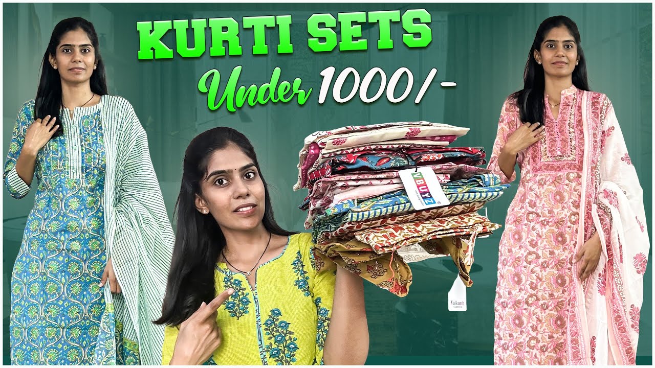 3 piece pure cotton kurti sets with dupatta above Rs 1000/- for women ...