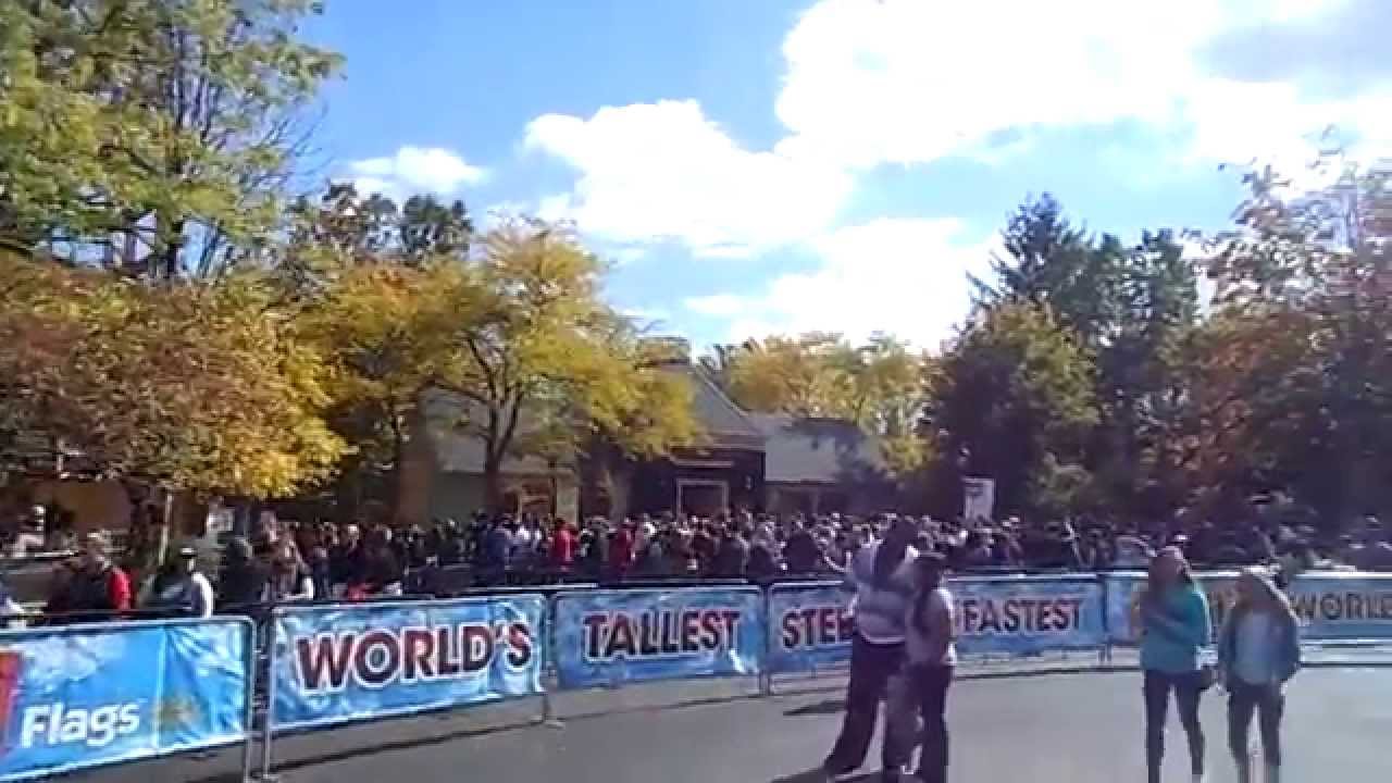 Goliath Line 1:15pm Fright Fest 2014 Six Flags Great America 10-11-14 ...