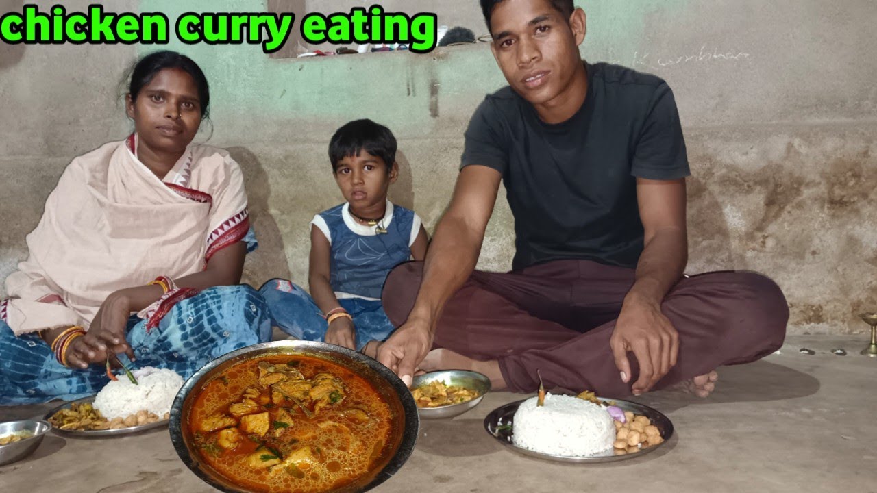 Today's eating spicy chicken curry rice eating - YouTube