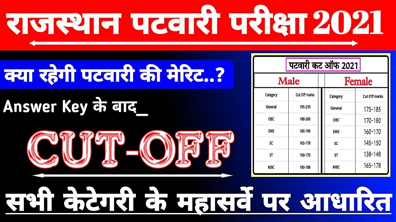 Rajasthan Patwari Cut Off 2021 !! सबसे सटीक कट ऑफ 2021 ! Patwari Cut ...