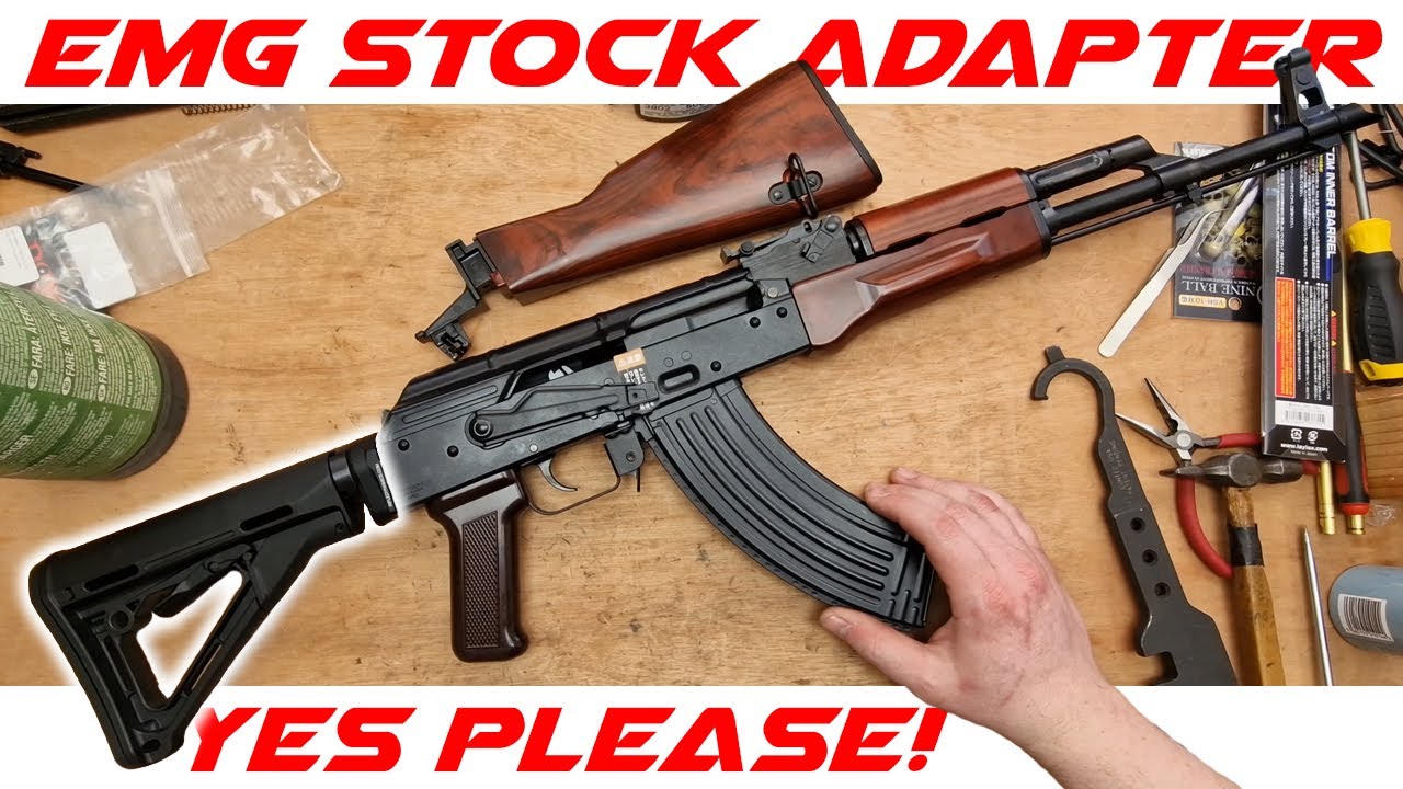 Tokyo Marui AKM GBBR Stock Adapter - EMG Arms (Dytac) - YouTube