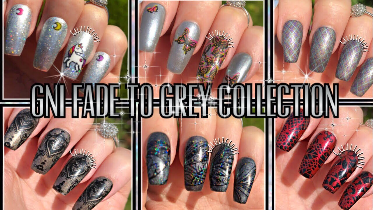Gnarly Nails Inc | Pigment Powders | Fade To Grey Collection | 6 Nail ...